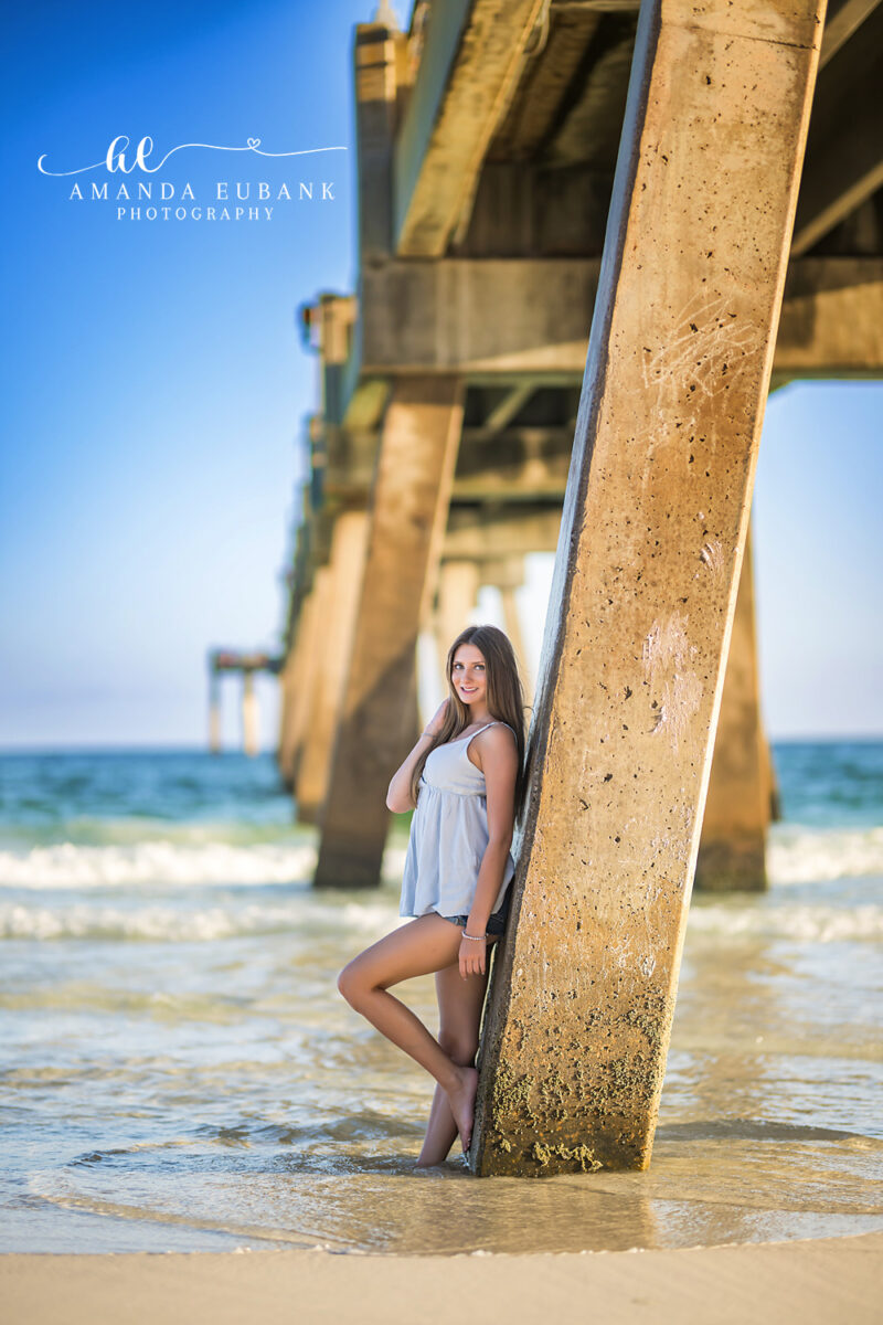 Fort Walton Beach Senior Ava Leaning Against a Pier Piling Under the ...